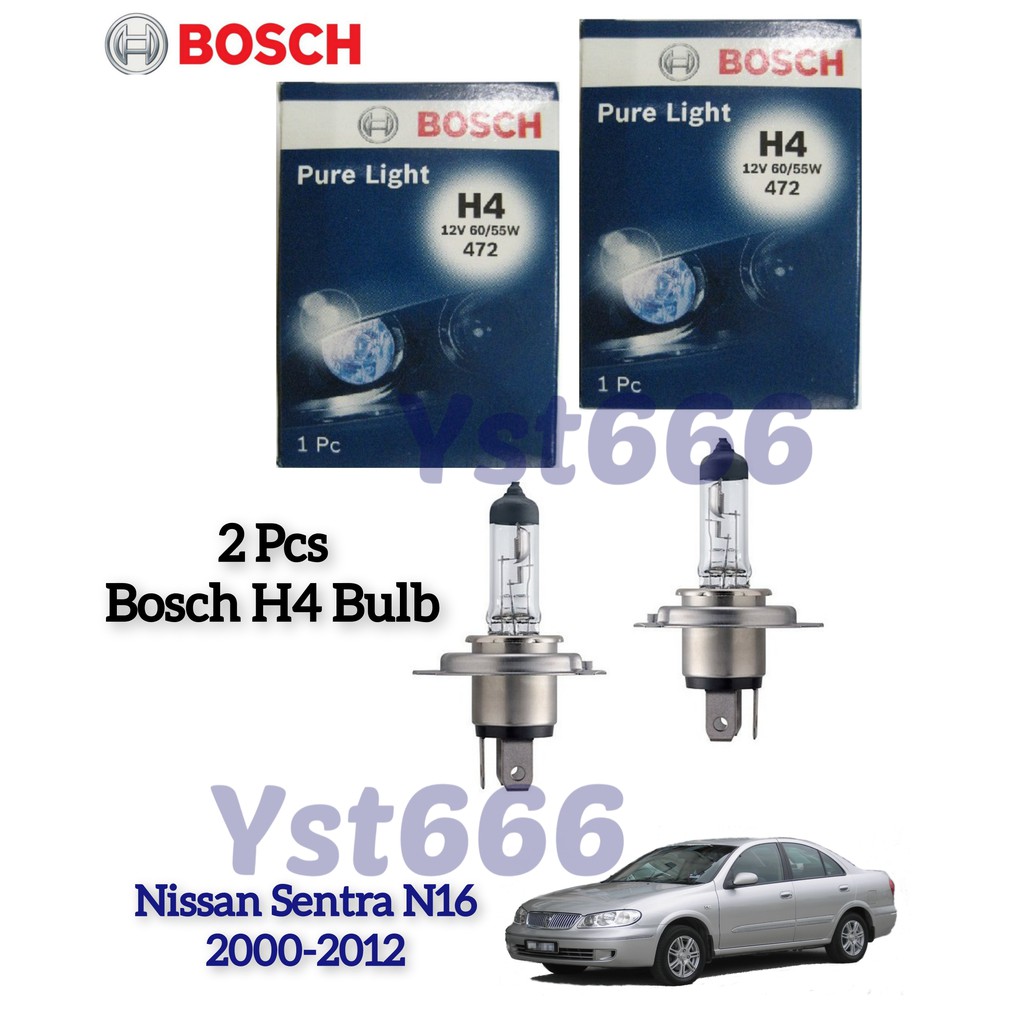 Bosch Bulb H4 12V 55W Headlights Nissan Sentra N16 2 Pcs (100% Original ...