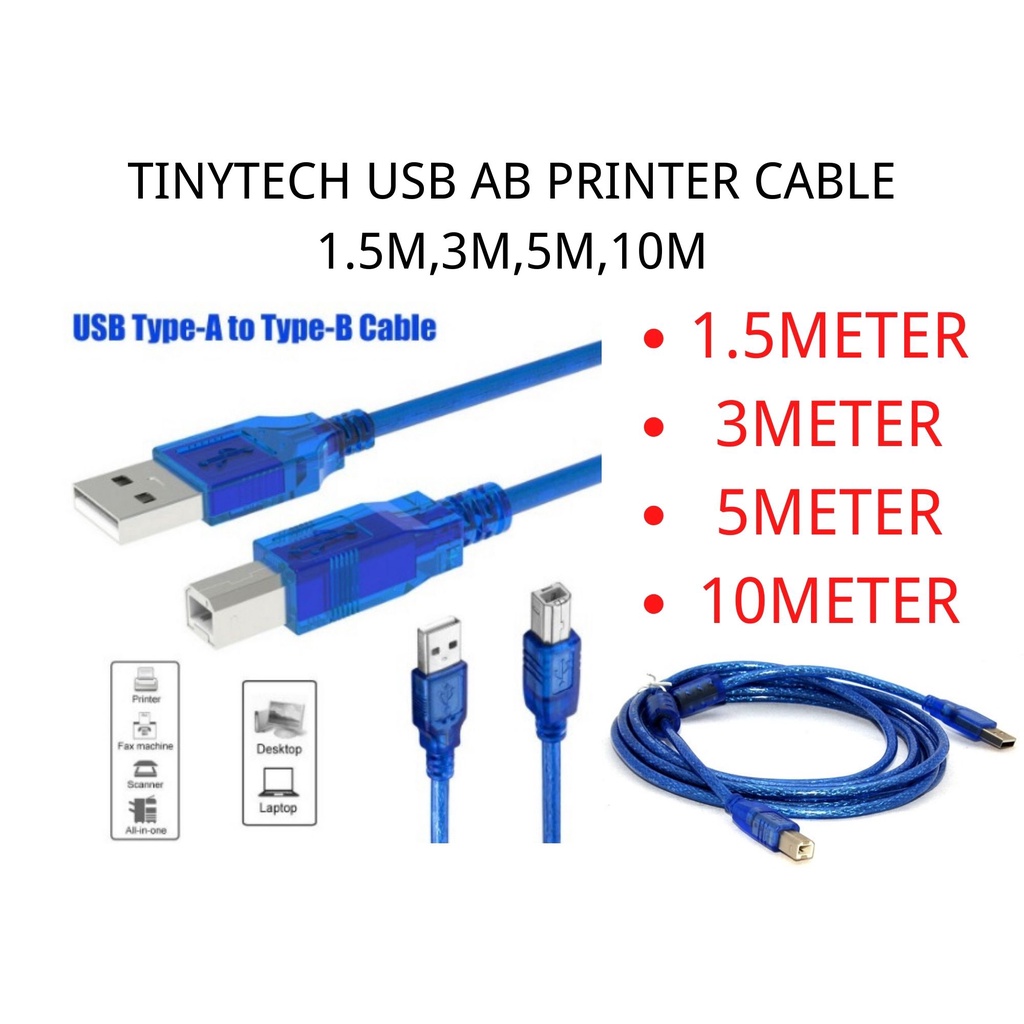 TINYTECH USB AB PRINTER CABLE (10meter) | Shopee Malaysia