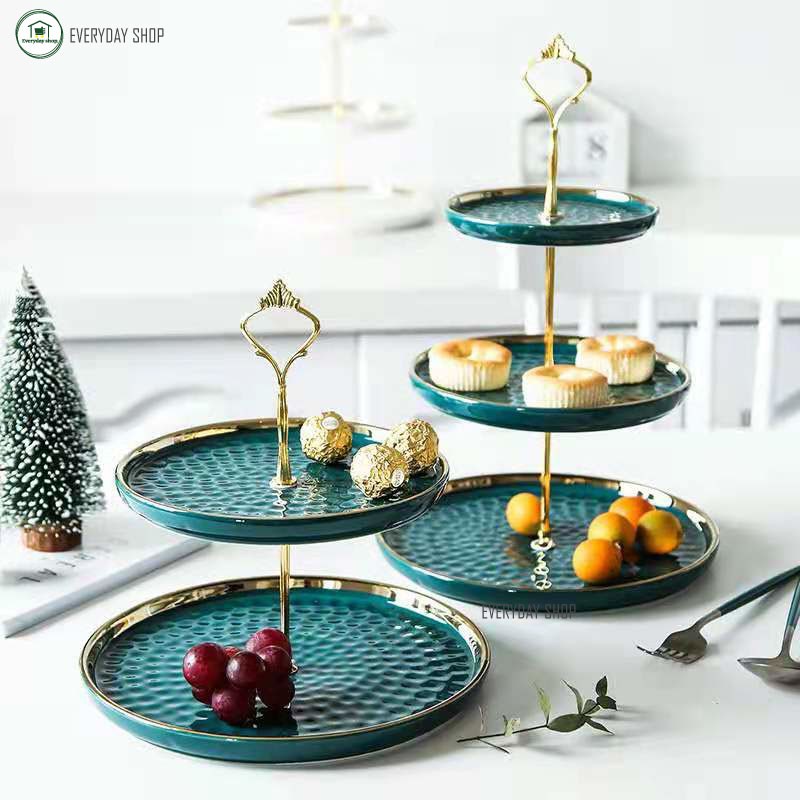 Nordic Style Creative Ceramic Three Tier Fruit Plate Cake tray stand ...