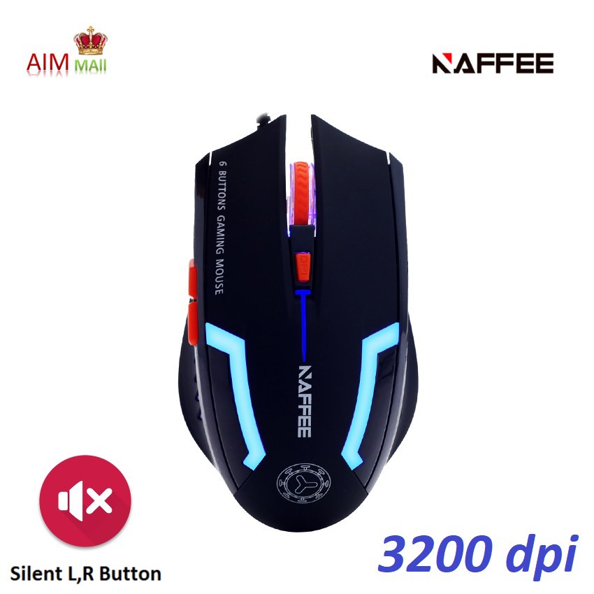 NAFFEE Gaming 6D Rainbow Backlight 3200dpi Advanced Invisible Optical ...
