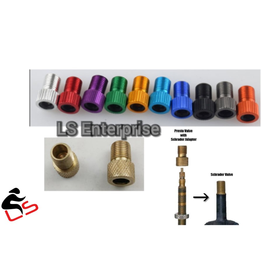 Bicycle Alloy Tube Adapter Presta to Schrader Valve Adapter FV to AV ...