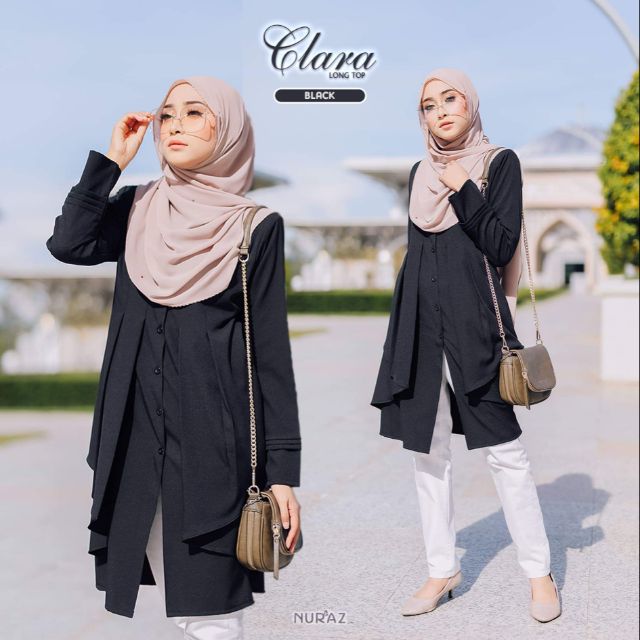 Clara Long Top Blouse Labuh Baju Muslimah Fashion Nuraz Exclusive ...