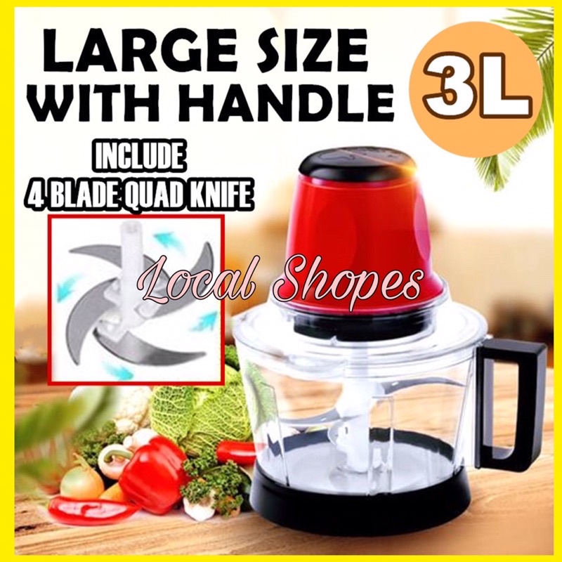 3L Stainless Steel Electric Food Chopper Meat Grinder Machine Extra ...