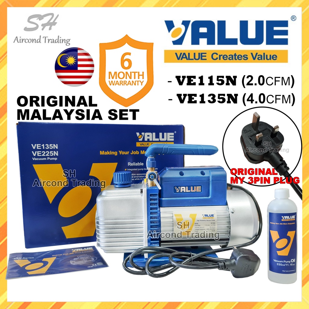 VALUE Vacuum Pump VE115N (2CFM) VE135N (4CFM) 2.0 CFM / 4.0 CFM for Aircond | Shopee Malaysia