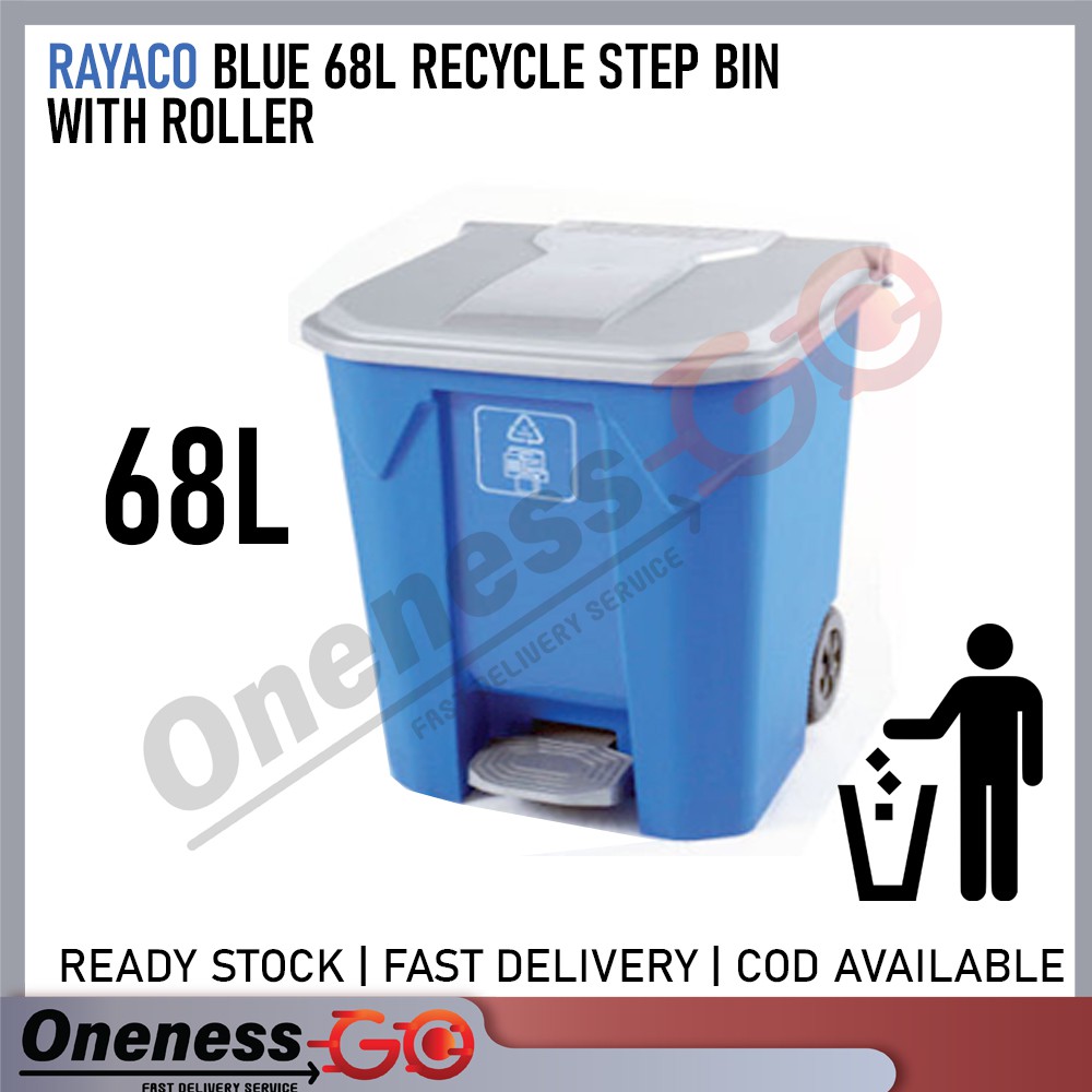 RAYACO 68L Recycle Step Bin with roller / Garbage bin / Trash Bin ...