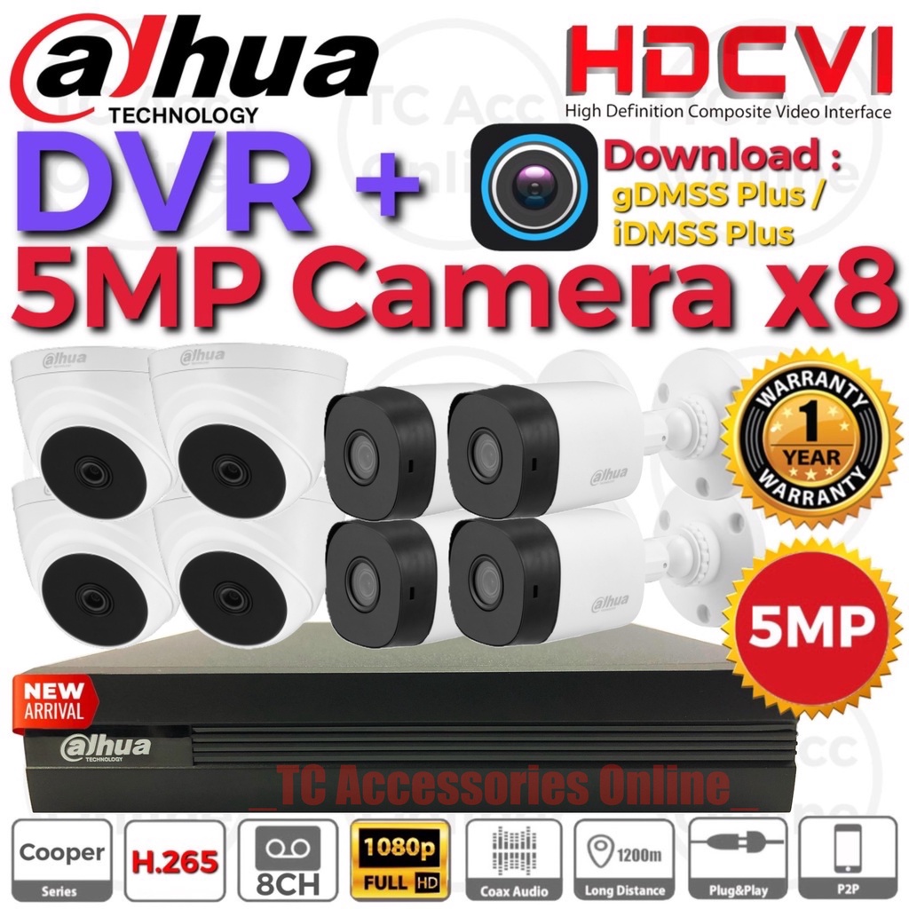 DAHUA 🌟8-CHANNEL🌟 5MP 5M-N Full HD 1080P CCTV 5.0MP 8CH DVR Camera ...