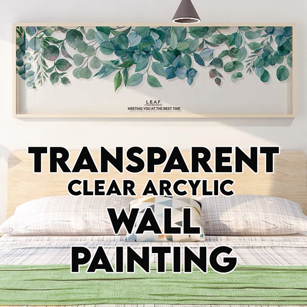 Nordic Wood Frame See Through Transparent Wall Deco Painting | Shopee ...