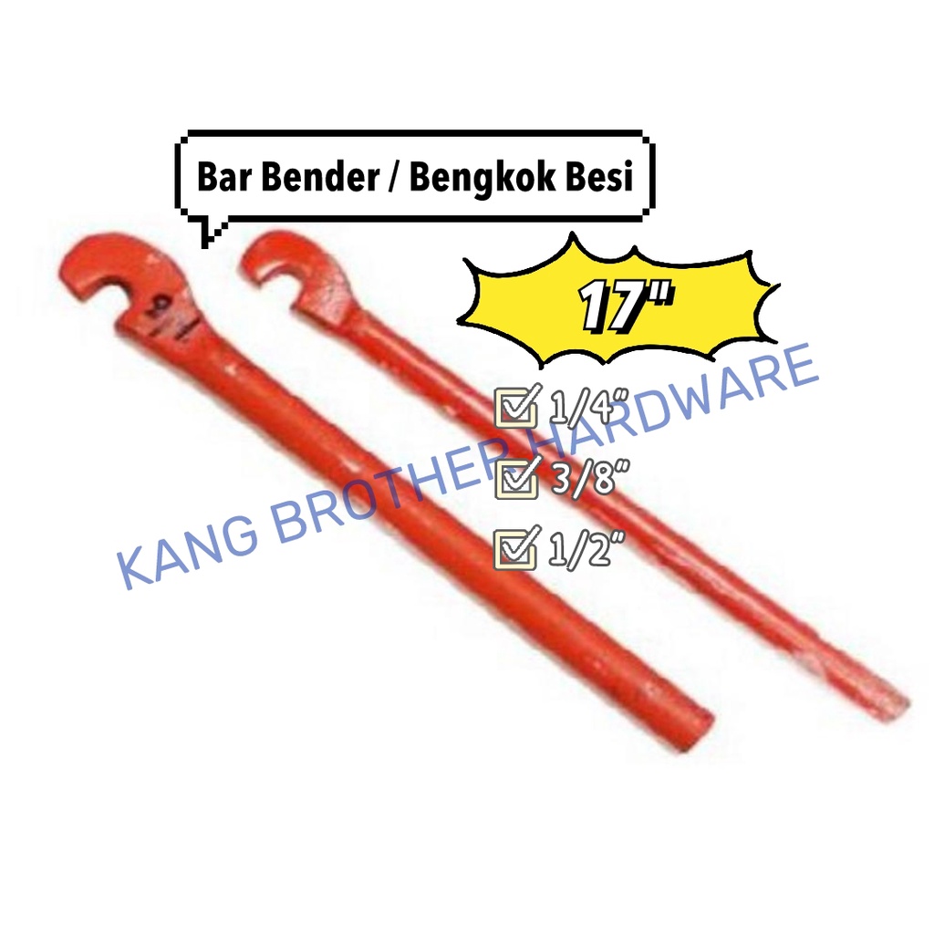 BAR BENDER ORANGE COLOR | BENGKOK BESI 17" x 1/4" | 3/8" | 1/2 ...