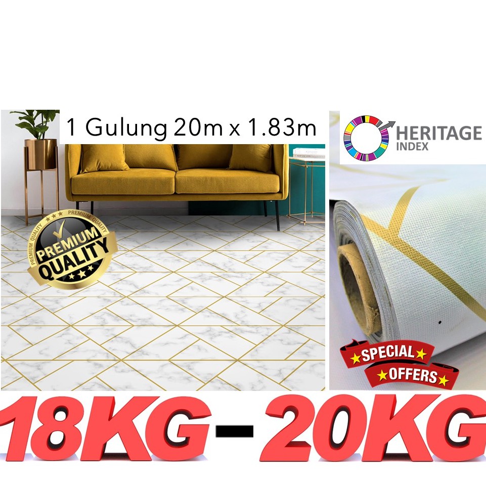 Tikar Getah 20m x 1.83m (6 kaki) Tebal 0.4mm PVC Vinyl Carpet Flooring ...