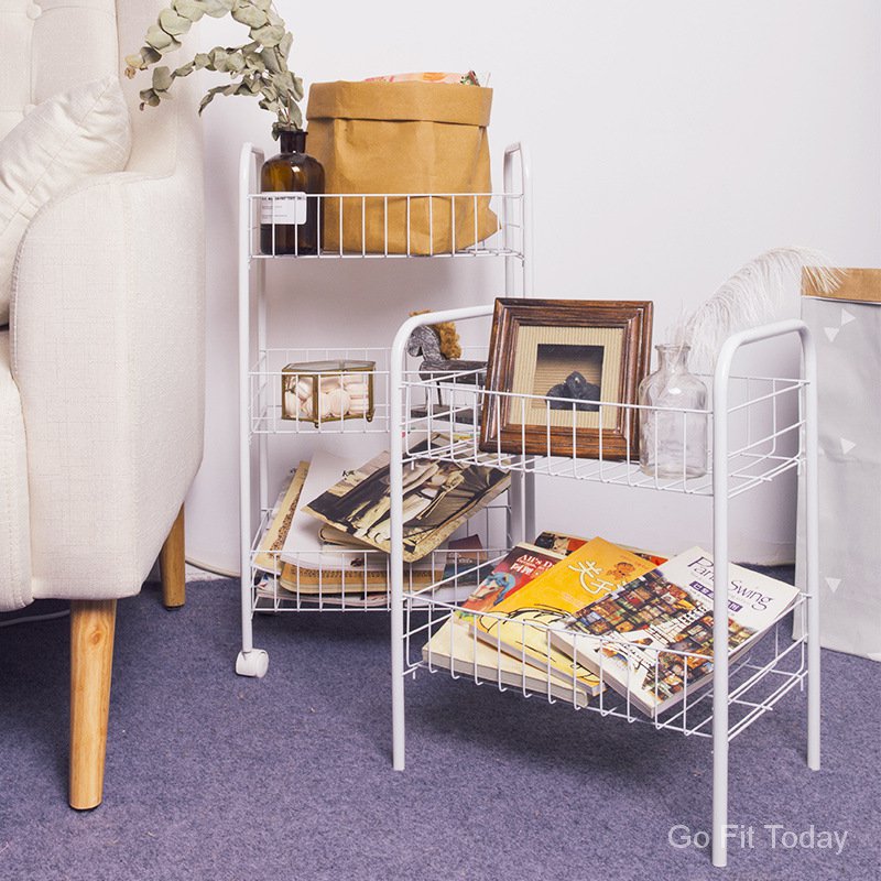 Kitchen Storage Rack Floor Multi-Layer Moving Wheels Trolley Gap ...