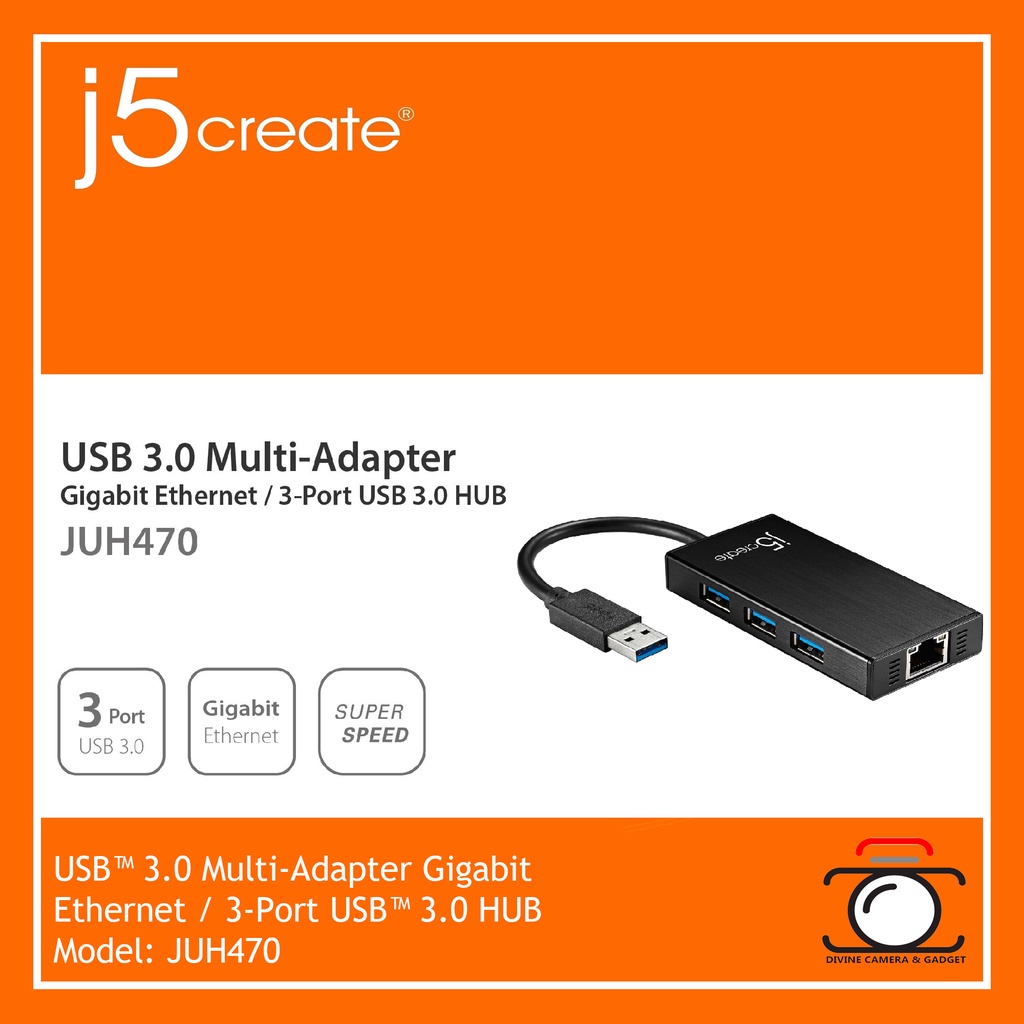 J5 Create Usb™ 3 0 Multi Adapter Gigabit Ethernet 3 Port Usb™ 3 0 Hub