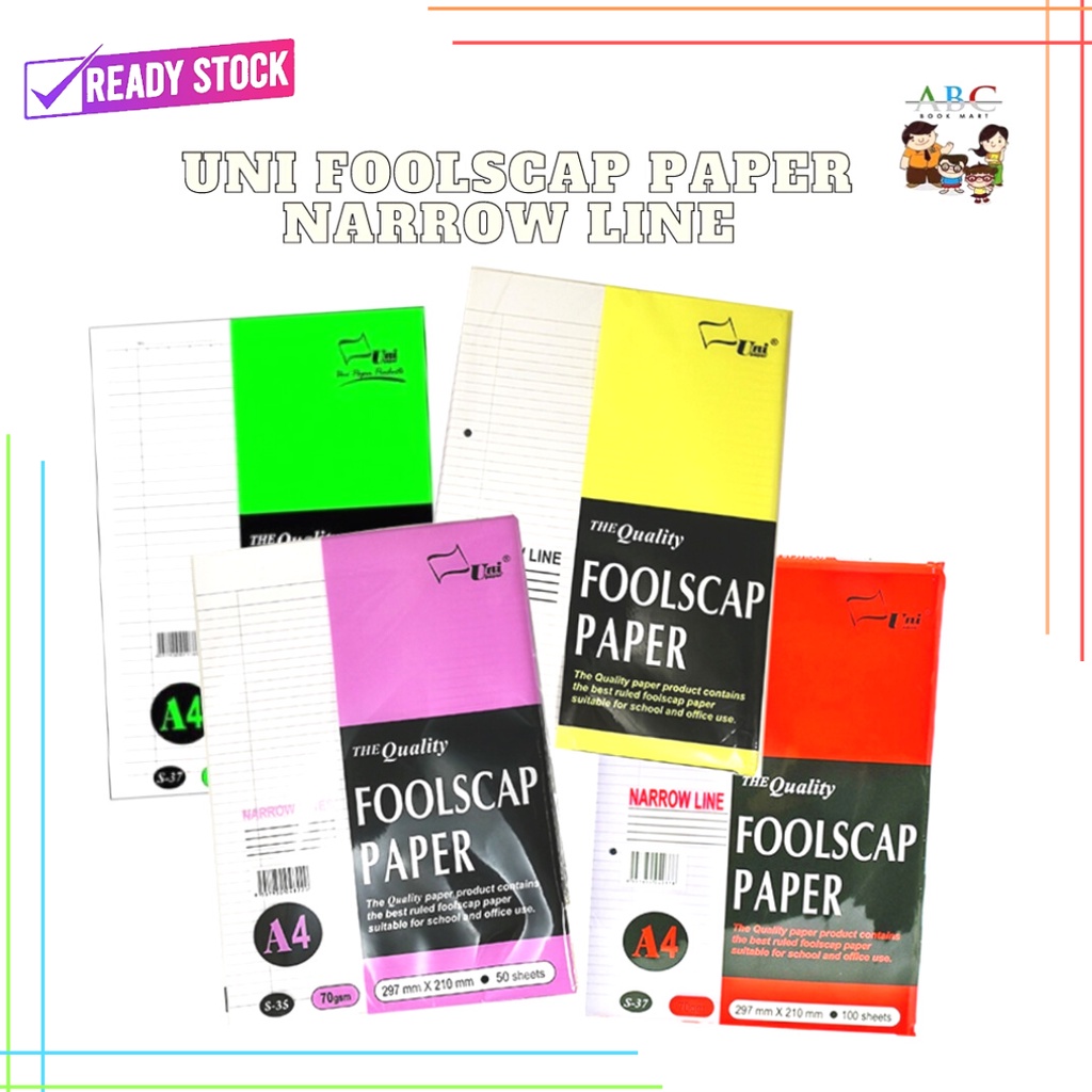 ( READY STOCK ) UNI PAPER THE QUALITY FOOLSCAP PAPER NARROW LINE S 50`S ...