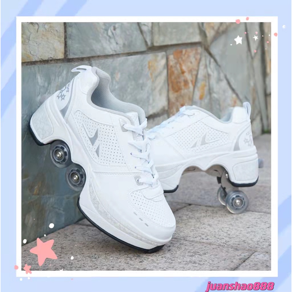 Kasut Ubah Bentuk Empat Roda Dwi-Guna Kasut Roda Dua Baris Heelys Air ...