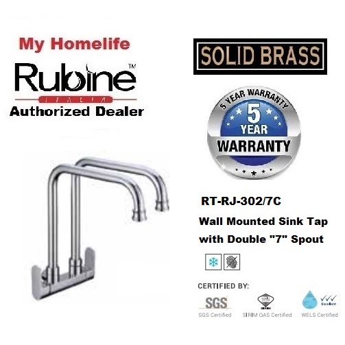 Rubine RT-RJ-302/7C Rosa Junior Series Double Spout Wall Mounted ...