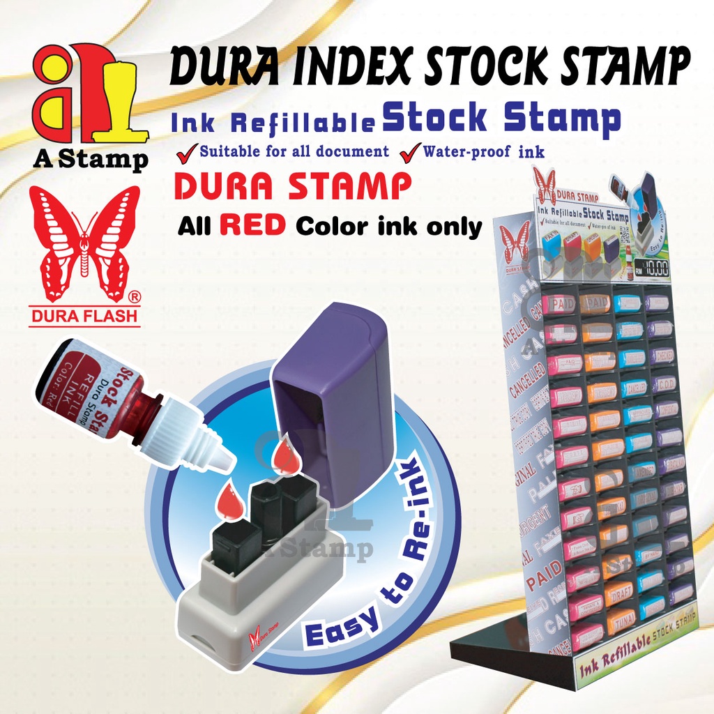 Dura Flash Ready Made Stamp Chop Stock Stamp(PAID DATE SIGN URGENT ...