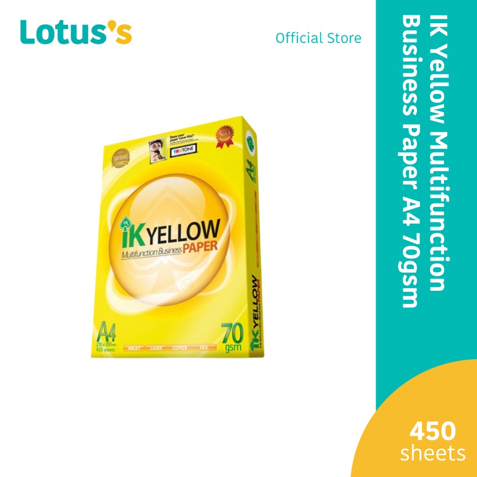Ik Yellow Multifunction Business Paper A4 (70gsm x 450 Sheets) | Shopee ...