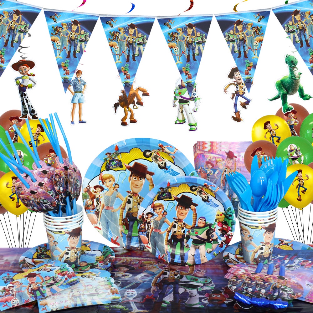 Toy Story Theme Party Decoration Buzz Lightyear Woody Pull Flag Paper ...