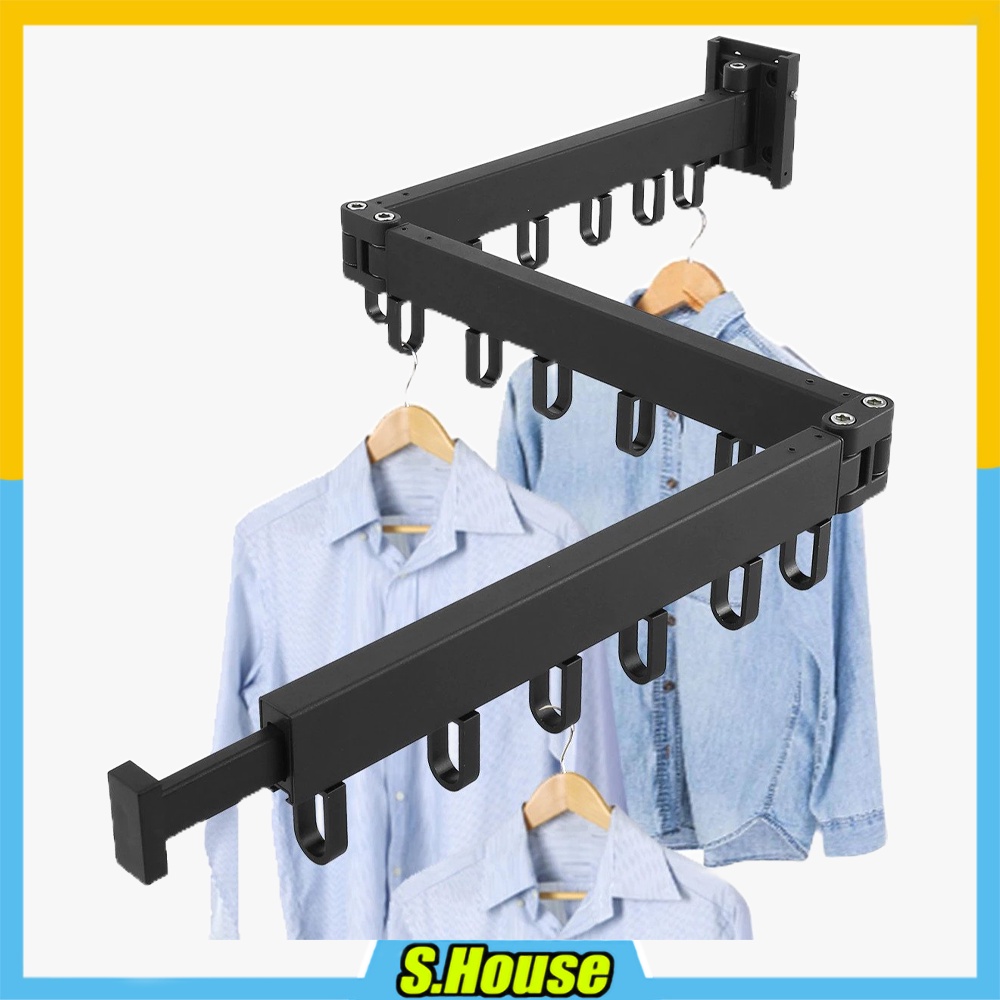 Foldable Extendable Drying Rack Rod Wall Mount Balcony Household Rak ...