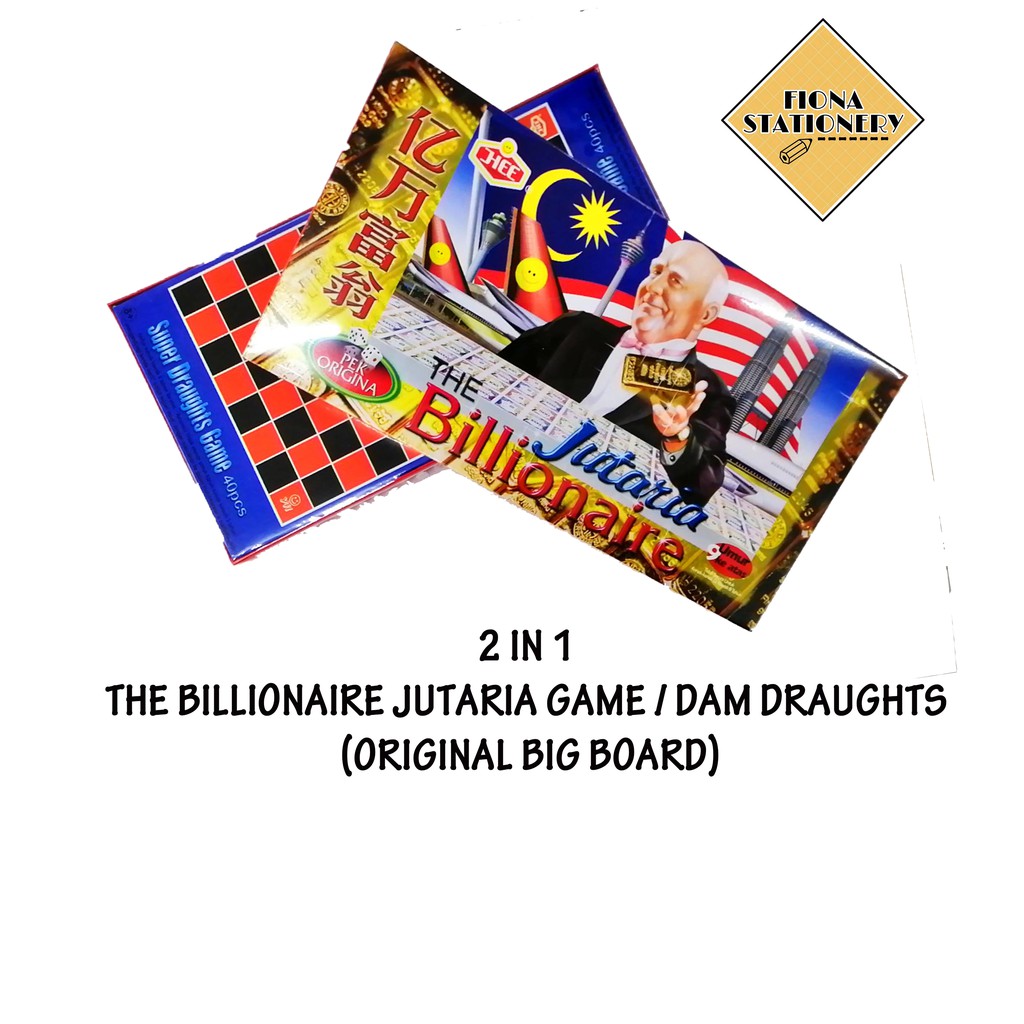 2 in 1 The Billionaire Jutaria Game / Dam Draughts (Original Big Board ...