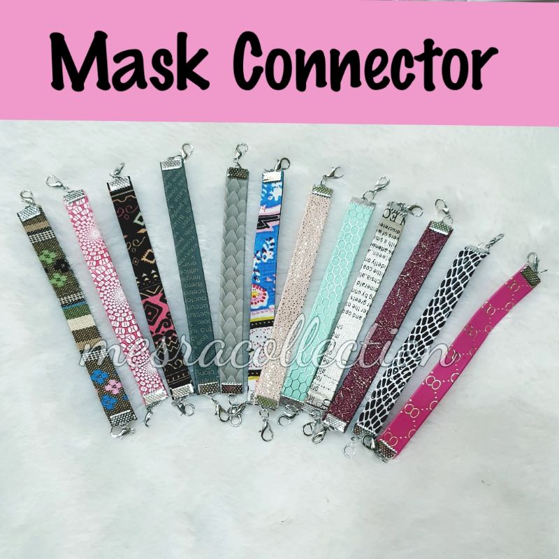 Mask Connector Tali pvc craft pu leather pelbagai corak mask extender ...