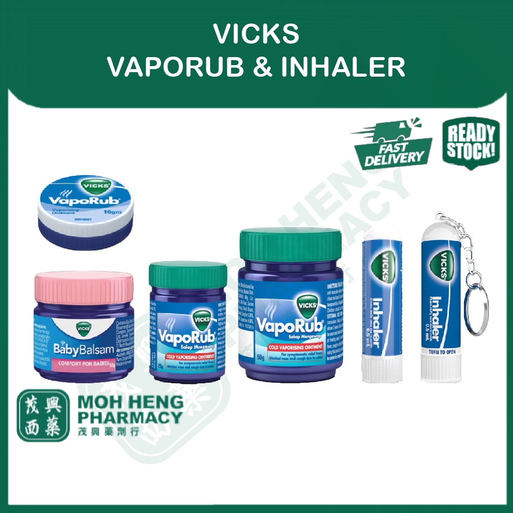 VICKS VAPORUB, BABY BALSAM, INHALER (10g)(25g Exp 8/2026)(50g Exp 6/ ...