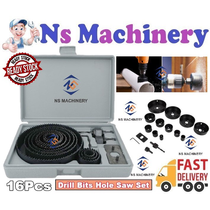 16PCS Sharpened Teeth Carbon Steel Wood Hole Saw Kit Set in Plastic Box ...