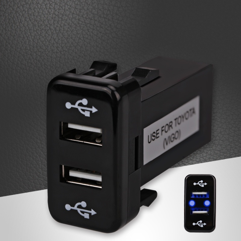 Car Dual USB 4.2A(2.1A+2.1A) Charger Audio Port Interface LED Light For ...