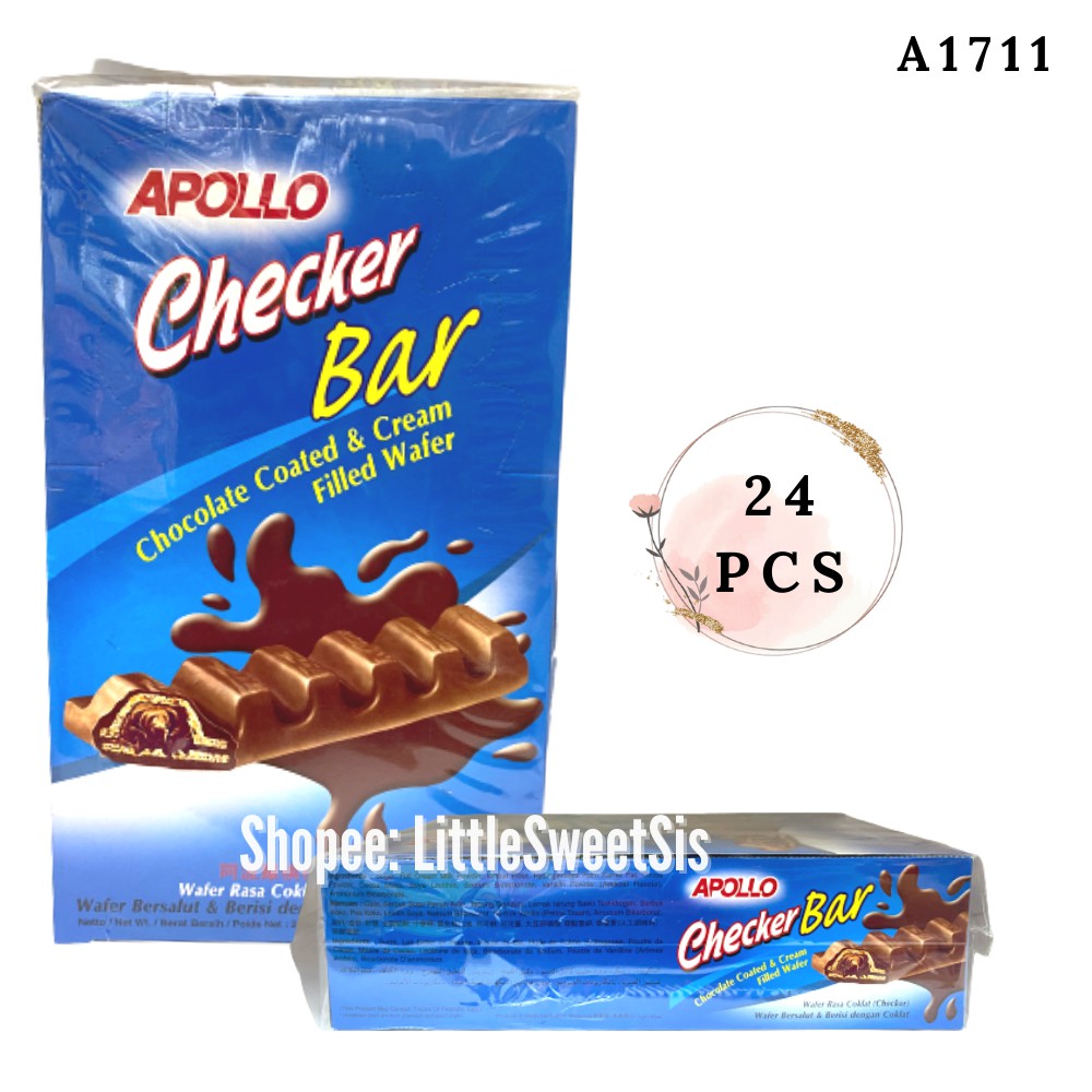 [24pcs*25g] APOLLO CHECKER BAR CHOCOLATE COATED & CREAM FILLED WAFER ...