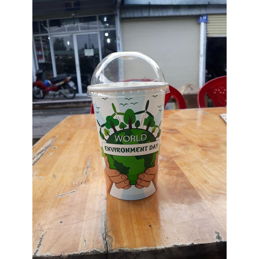 Paper cups 16oz - 480ml, Green Earth model, Set of 100 with lid ...