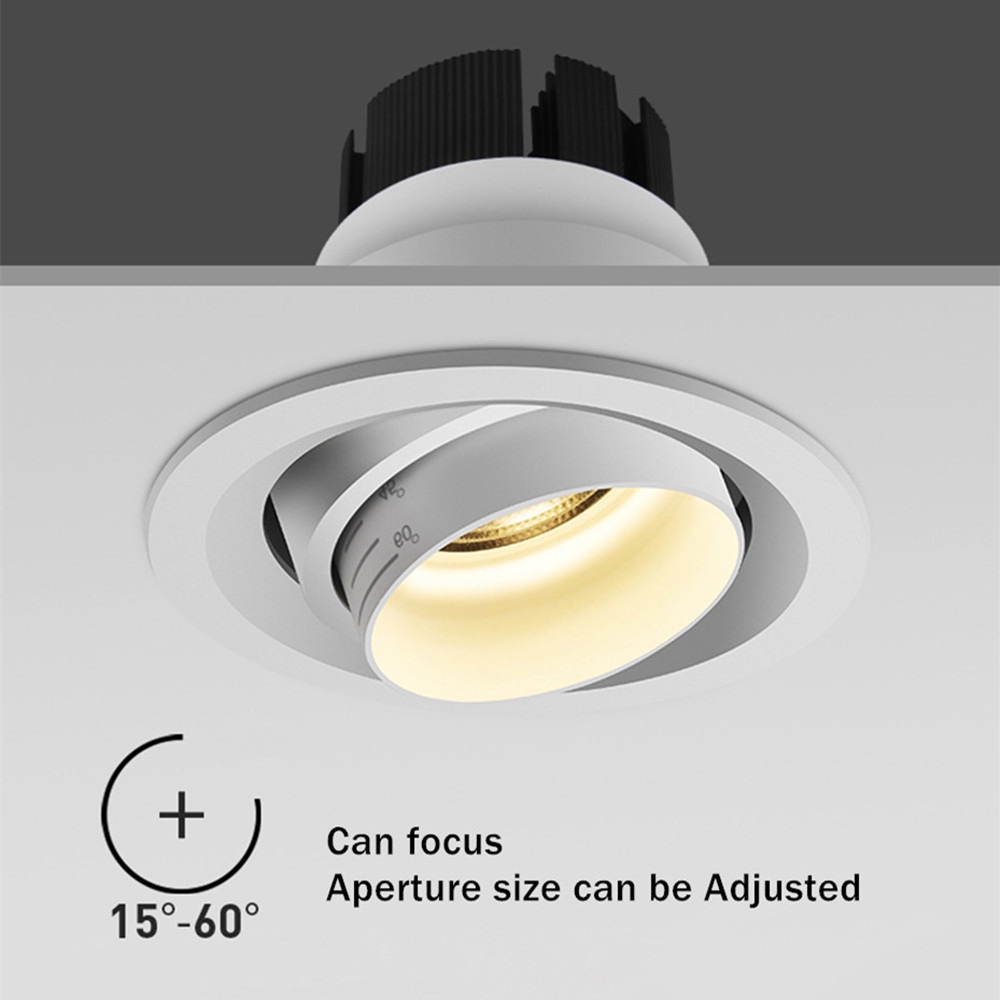 Beam Angle Adjustable 15/45/60 Degrees LED COB Recessed Downlight 5W 10W 15W 20W 30W LED Ceiling ...