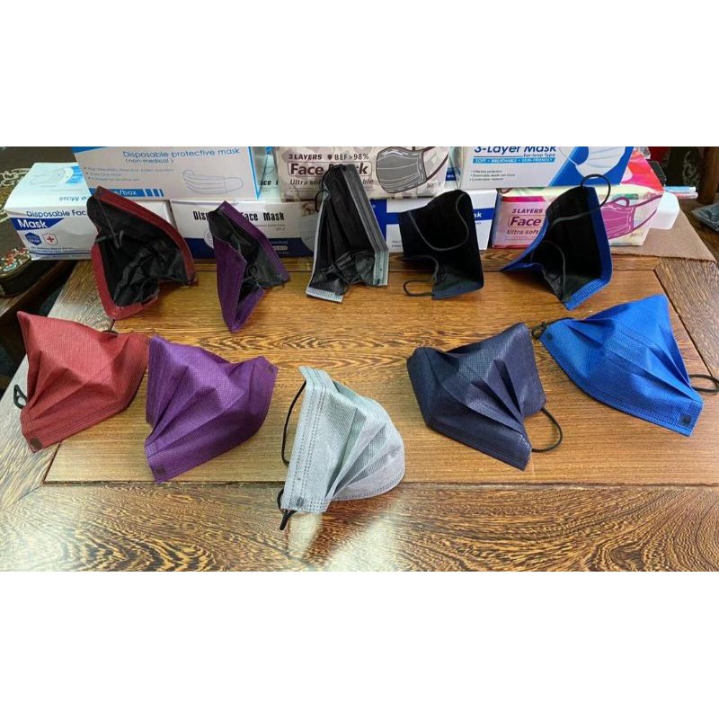 [ READY STOCK ] Earloop Denim Blue Biru / Denim Mix 5 Color In 1 Box ...