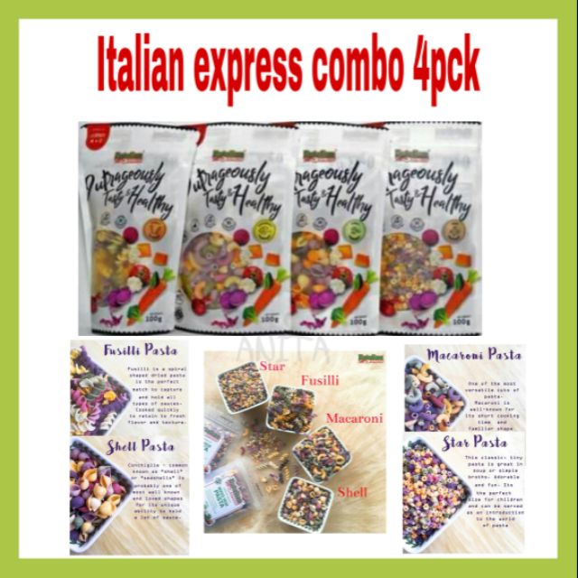 EATALIAN EXPRESS - (COMBO 4 SHAPES PACK 100GRAM - STAR,SHELL,MACARONI ...