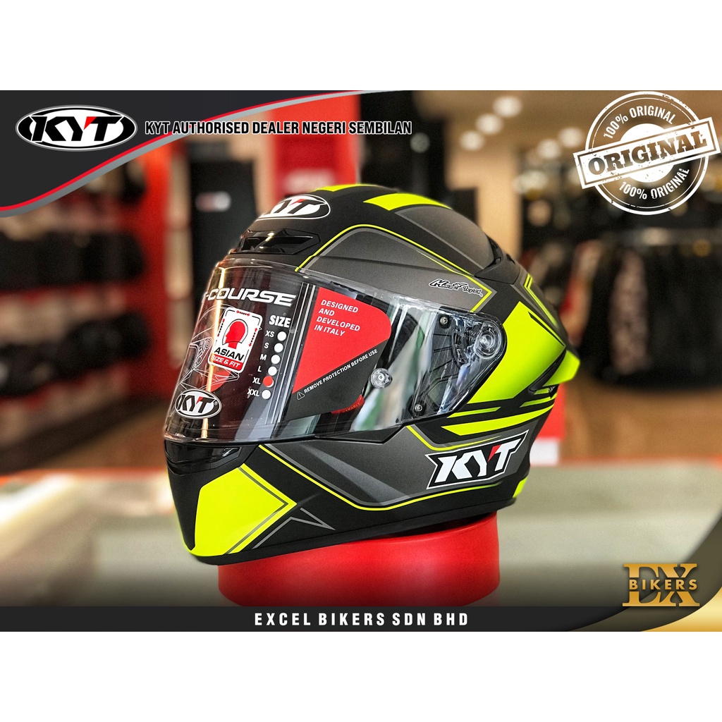KYT HELMET TT COURSE TOURIST MATT YELLOW FLUO /Full Face Helmet ...