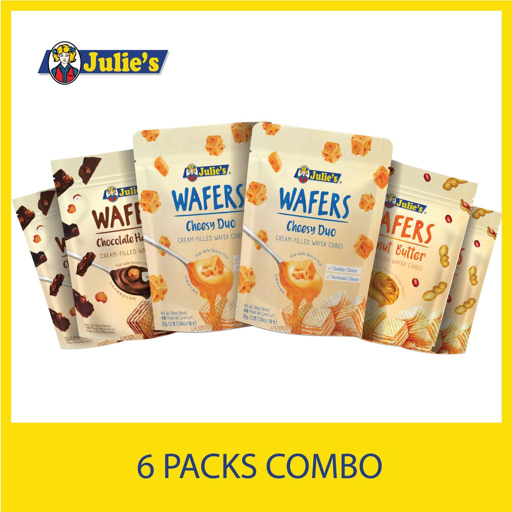 JULIE'S Wafer Cubes 150g Choc Hazelnut / Cheesy Duo / Peanut Butter ...