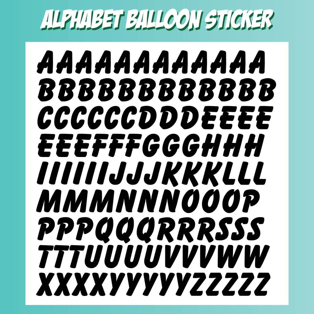 AL4 100 pcs Alphabet Balloon Sticker for Aqua Bobo Bubble Balloon ...