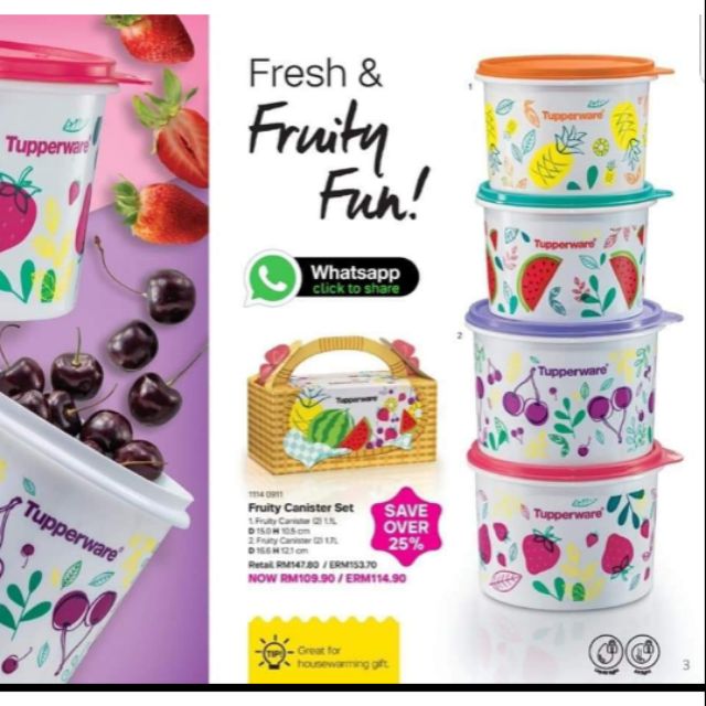 TUPPERWARE FRUITY CANISTER SET | Shopee Malaysia