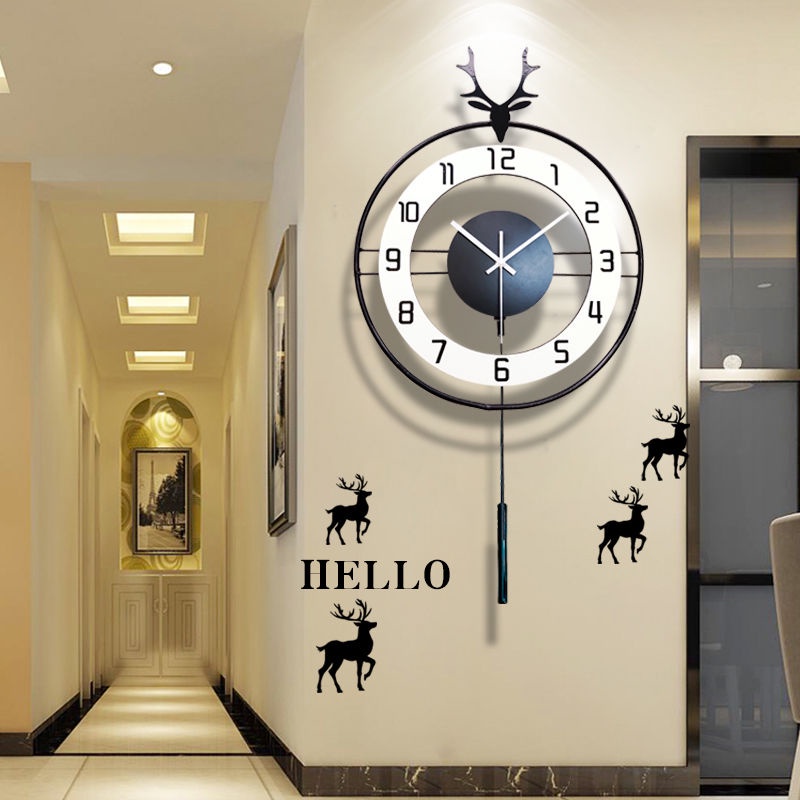 JAM DINDING BESAR NORDIC LARGE WALL CLOCK FOR LIVING ROOM, DEER HEAD ...