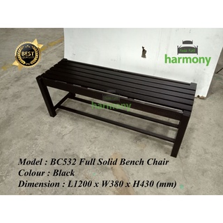 Harmony Full Solid Wooden Bench Chair / Kerusi Kayu Getah / Outdoor ...
