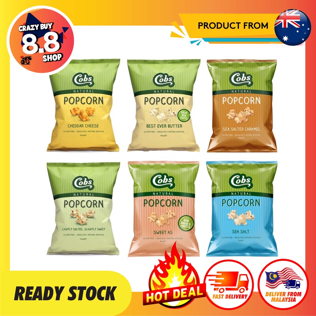 [Australia] Cobs Natural Popcorn Assorted Flavour Cheedar/Butter/Sea ...