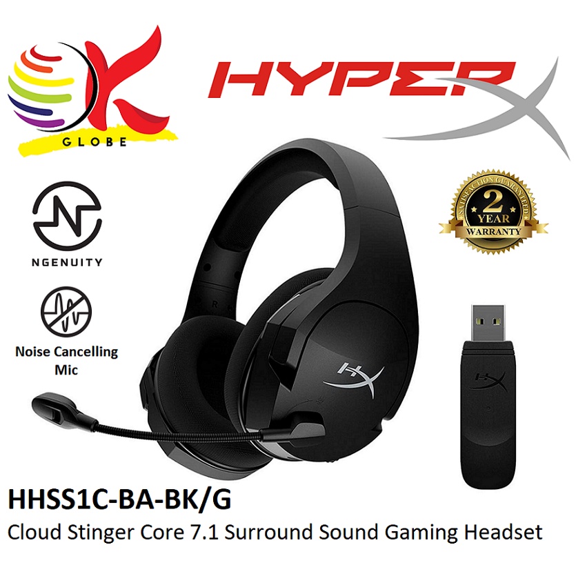 HYPER-X HYPERX CLOUD STINGER CORE WIRELESS + VIRTUAL 7.1 SURROUND SOUND GAMING HEADPHONE HEADSET ...
