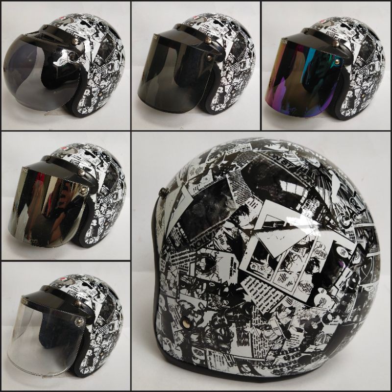 Jpn ARC HELMET WITH COMIC/KORAN STICKER PATTERN MOTIF | Shopee Malaysia