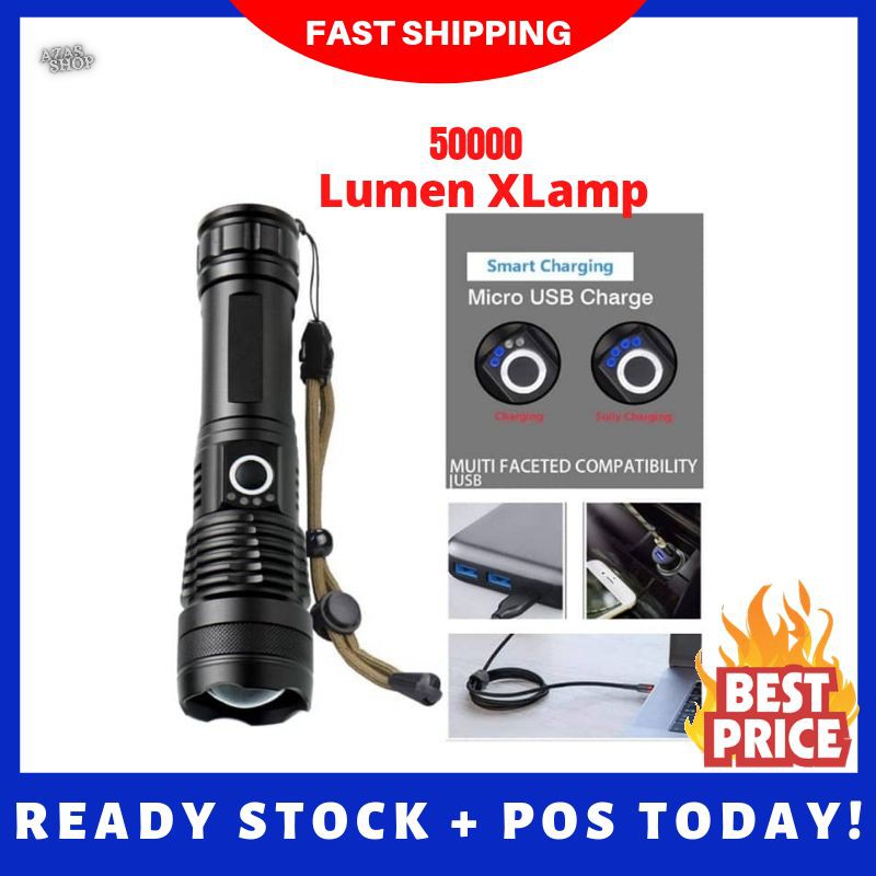 50000 lumens XLamp XHP50 most powerful flashlight usb Zoom led torch ...