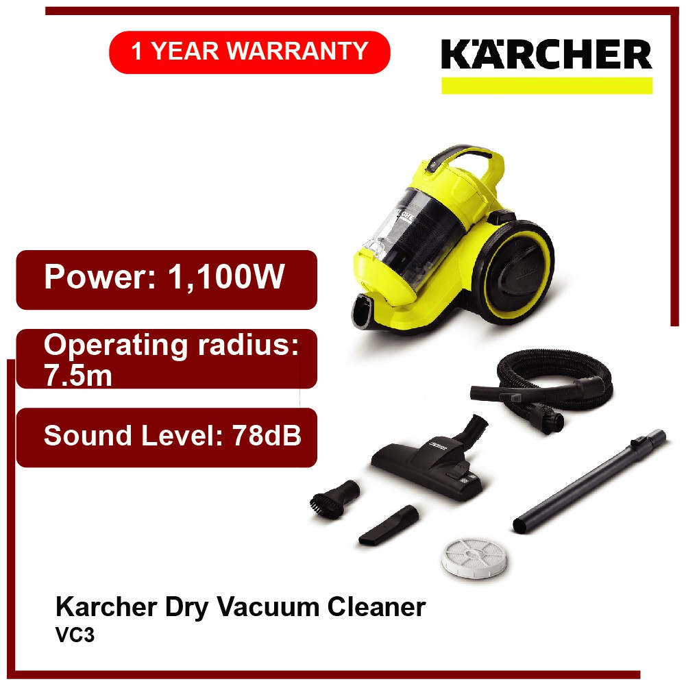 Karcher VC3 Multi-Cyclone Vacuum Cleaner- HEPA (1300W/0.9L) | Shopee ...