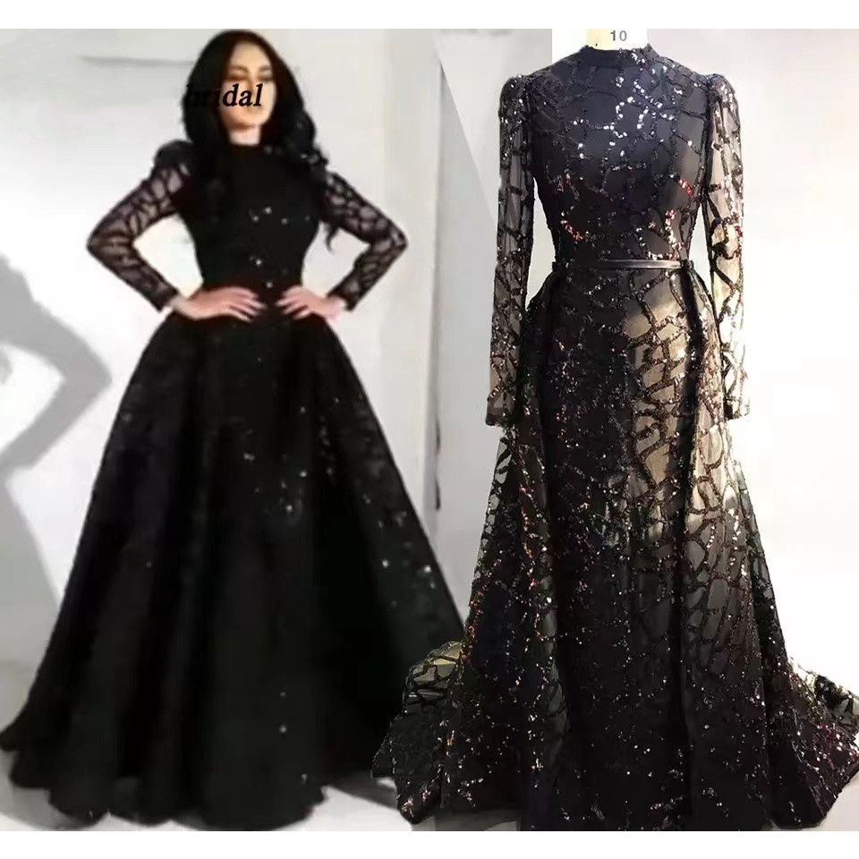 Lady Party Gowns Baju Raya Pakaian Makan Malam Pesta Jamuan Gaun Black ...