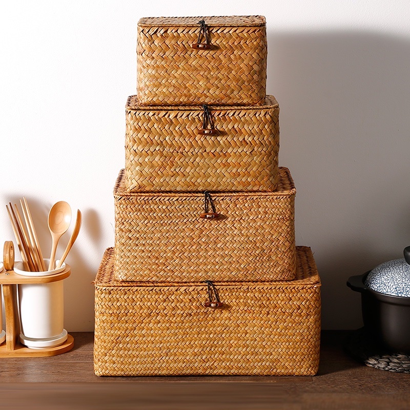 Rattan Basket Hamper Basket Bakul Mengkuang Rotan Handmade Woven Box ...