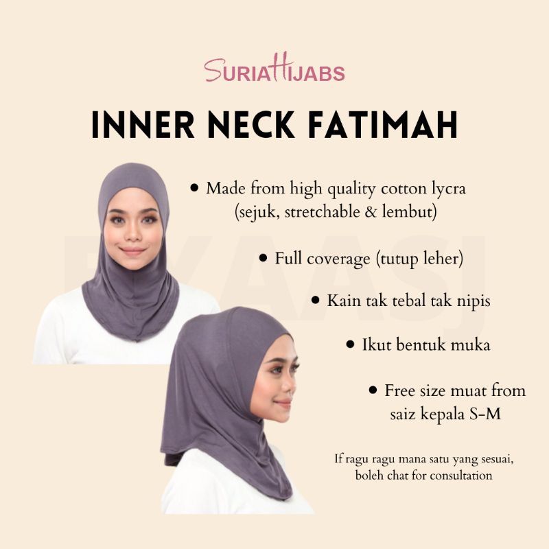 Inner Neck Fatimah Suriahijabs Inner Neck Tak Tutup Dagu Inner Cotton Tutup Leher Muslimah Sejuk ...