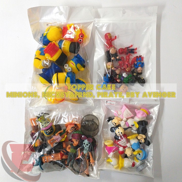 SET MINI TOPPER CAKE TOY| HIASAN KEK | MINIONS 01 | MICKEY&FRND | LANUN ...