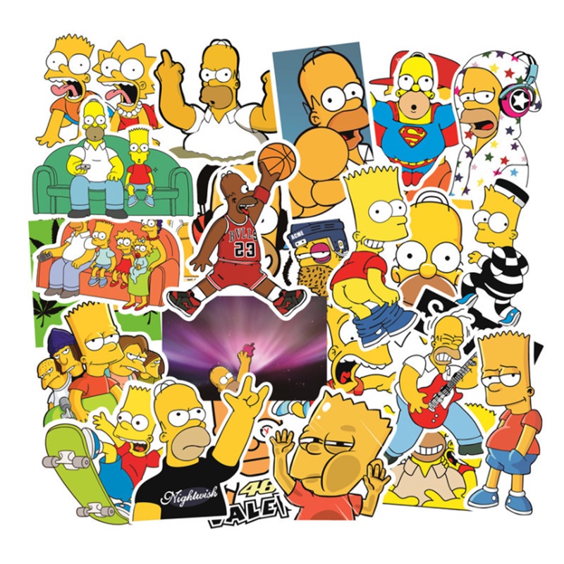 50PCS Funny Cartoon TV Simpsons Waterproof Decals Stickers Pack for DIY ...