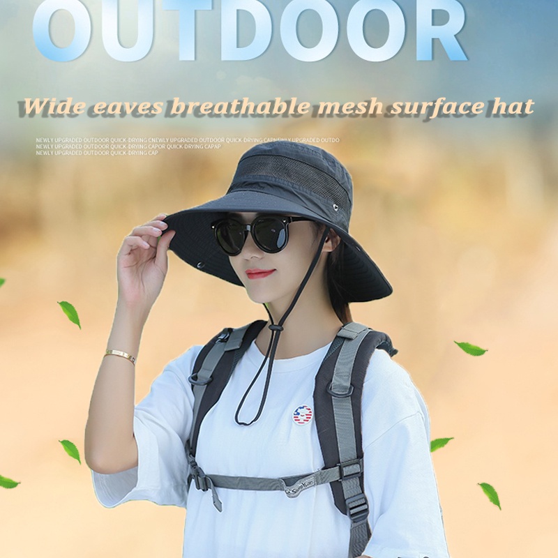 Unisex Outdoor Travel Shade Bucket Hat Breathable Climbing Hat Side ...