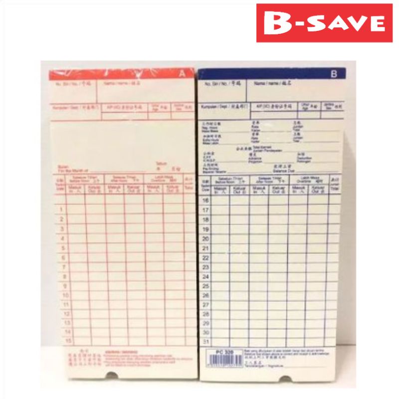 TIME CARD / PUNCH CARD WITH HOLE / PUNCH CARD (1pkt/100sheets) | Shopee ...